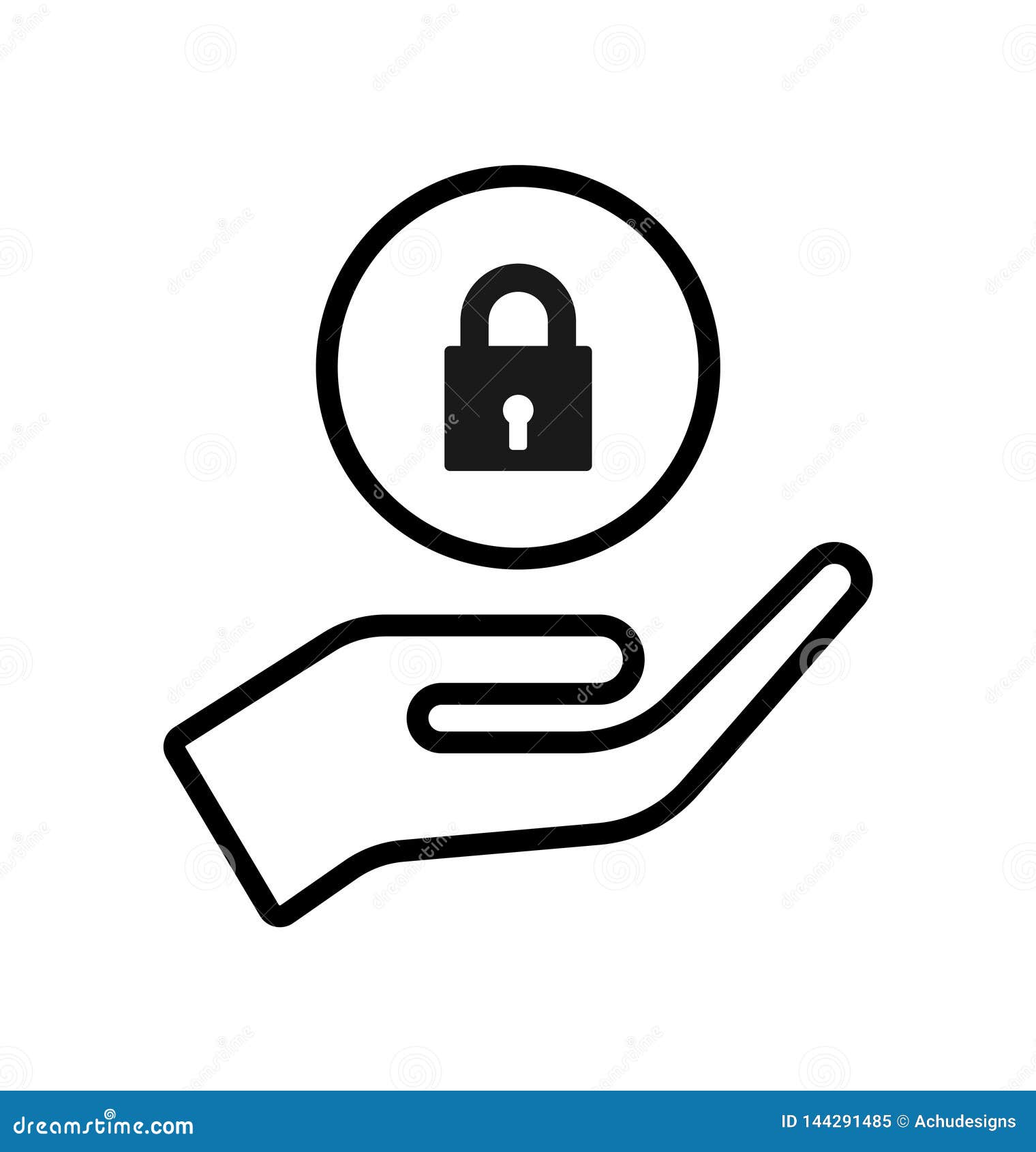 Hand Take Care Padlock Icon Stock Vector - Illustration of business ...