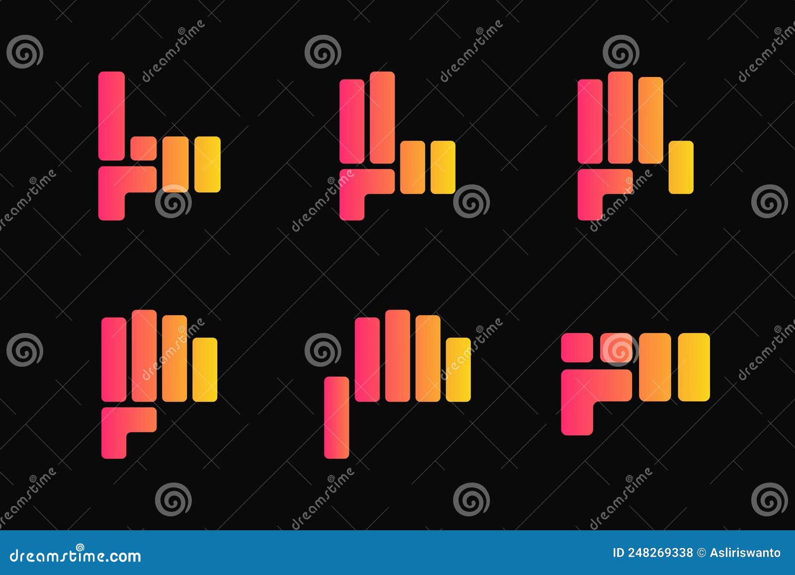 Collection of Hand Symbols. One Finger Up, Two, Three, Four, Five and a ...