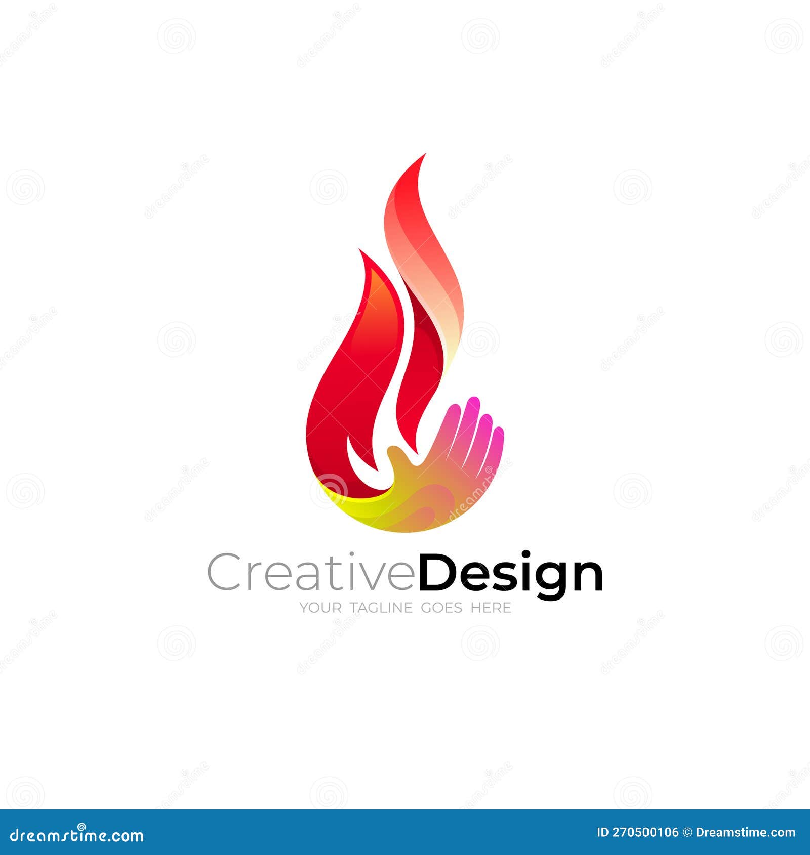 Hand Logo and Fire Design Vector, Care Logo, Red Color Stock Vector ...