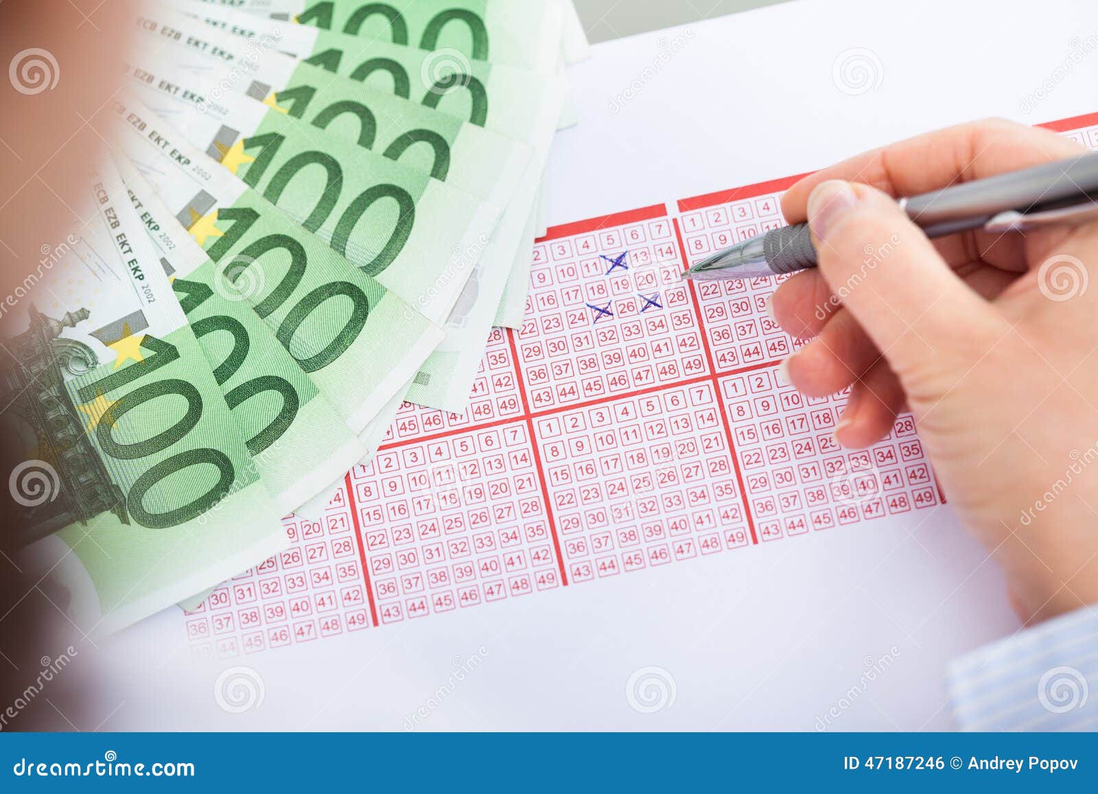 Hand with Lottery Ticket and Banknotes Stock Photo - Image of chance ...