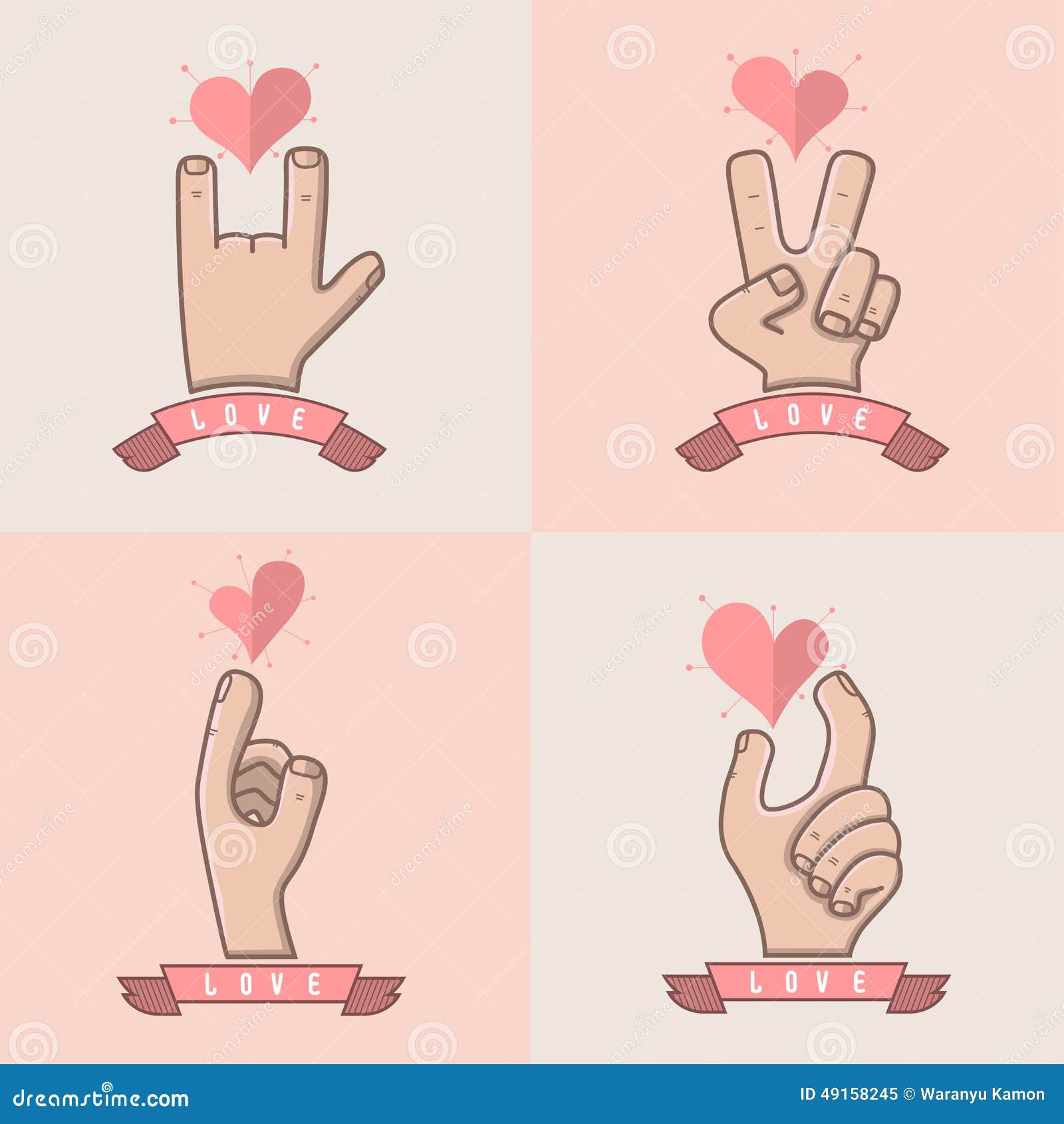 Hand for love stock vector. Illustration of footer, classic - 49158245