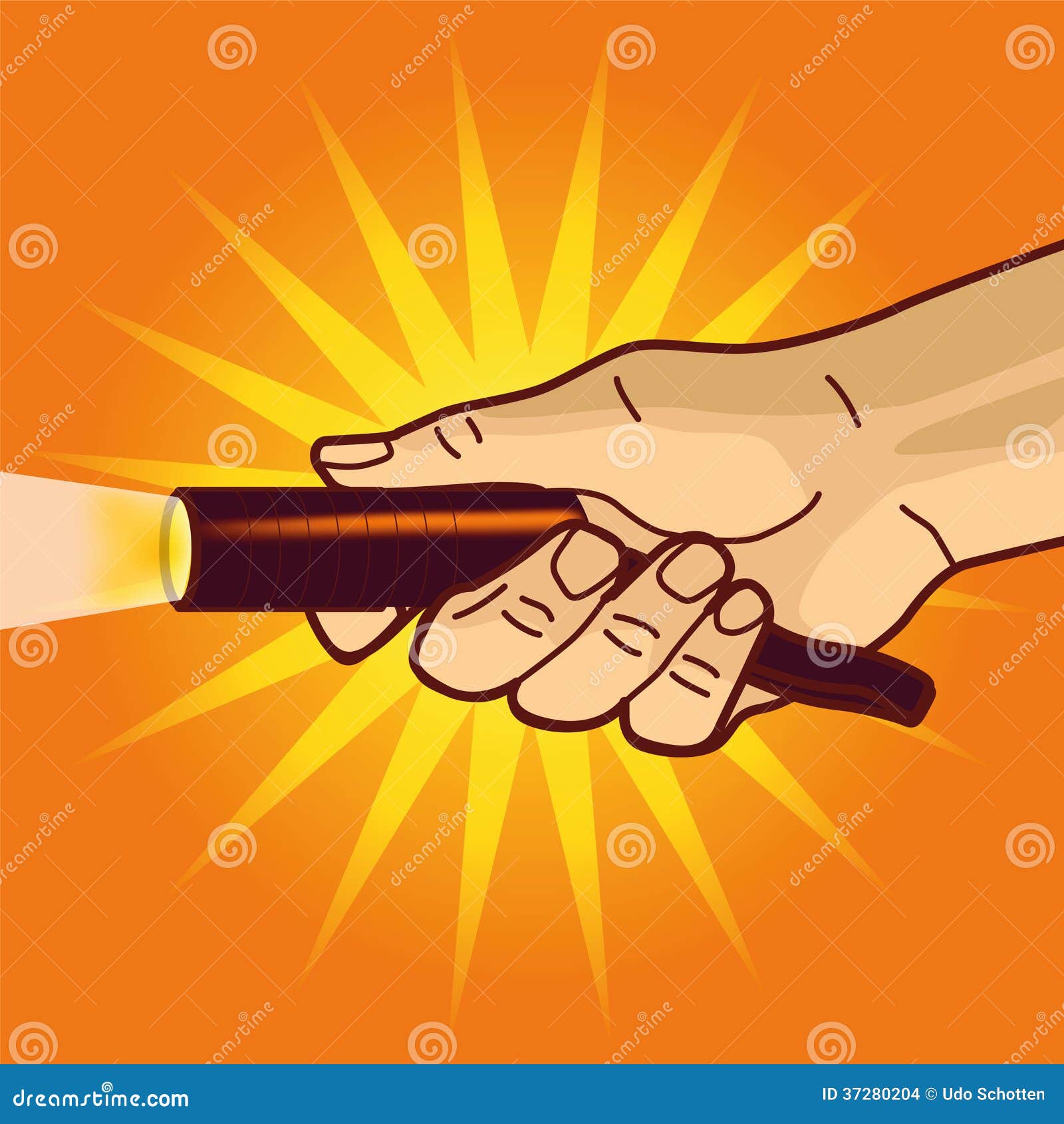 Hand with Luminous Flashlight Stock Vector - Illustration of gesture ...