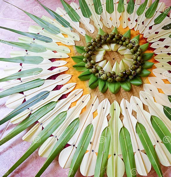 Hand Made Art Created from Various Leaf of Coconuttree Stock Photo ...