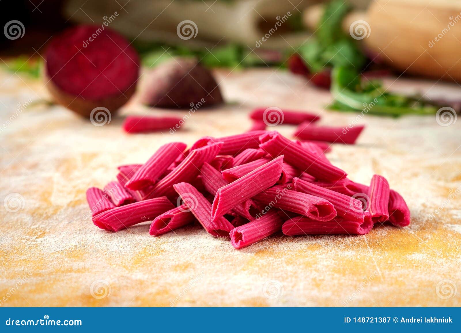 Hand Made Beetroot Pasta on a Wooden Table Stock Image - Image of ...