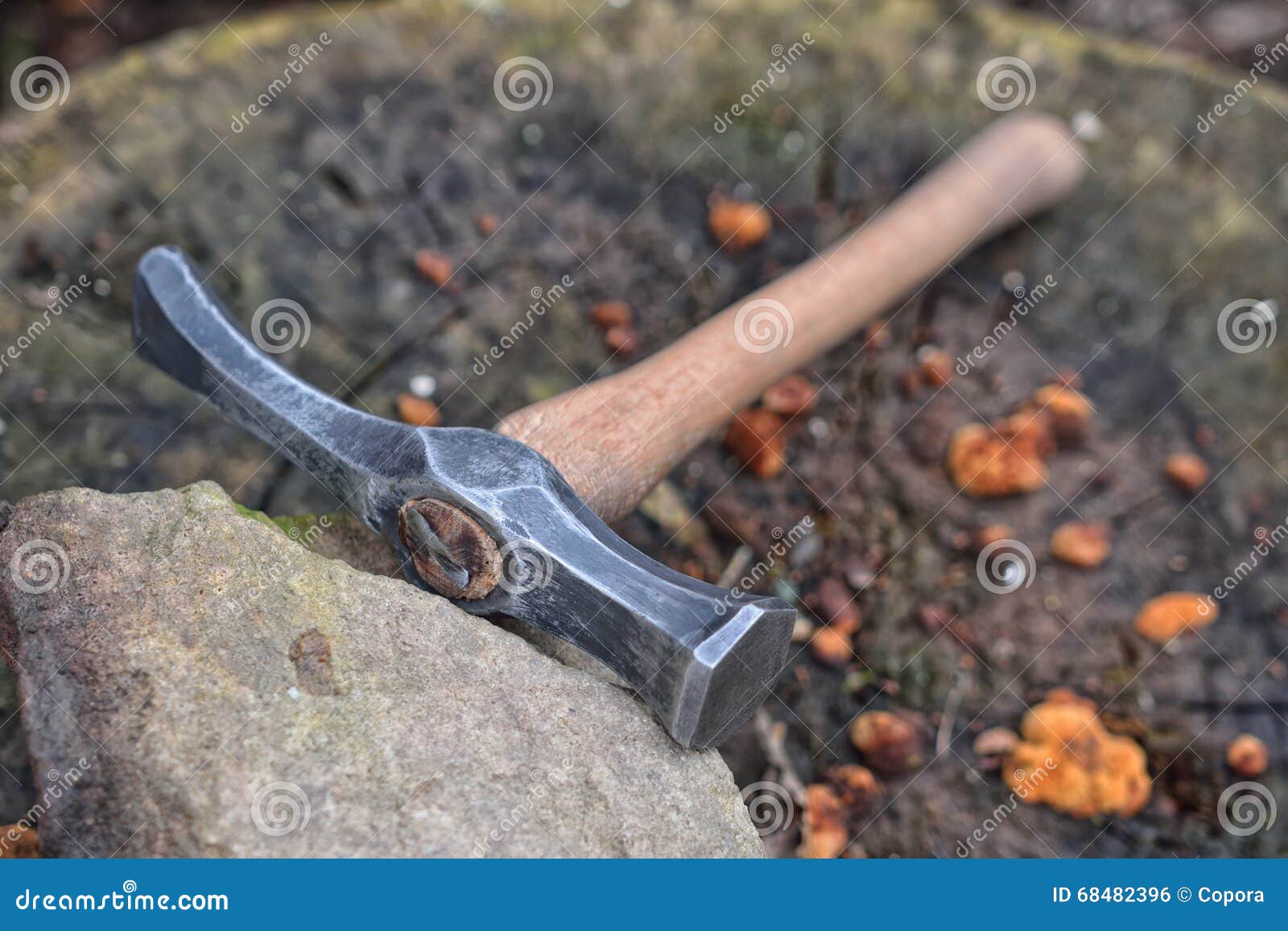 Hand Made Blacksmith Hammer Resting on an Stump Stock Photo - Image of ...