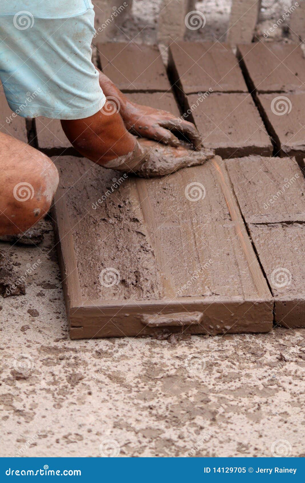 Worker Making Bricks with Clay Stock Image - Image of laying ...