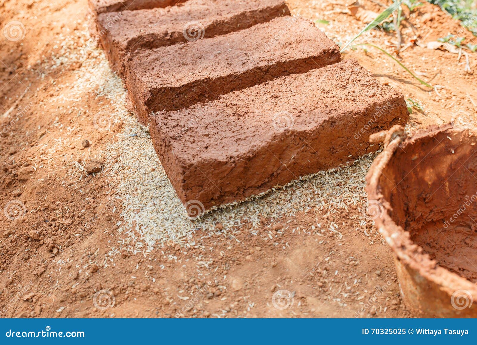 Hand-made bricks stock image. Image of work, clay, environment - 70325025