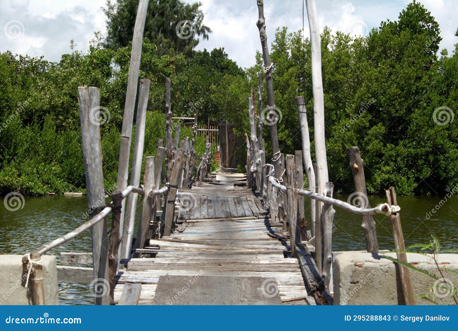 Hand Made Bridge Over River Stock Image - Image of memorial, fence ...
