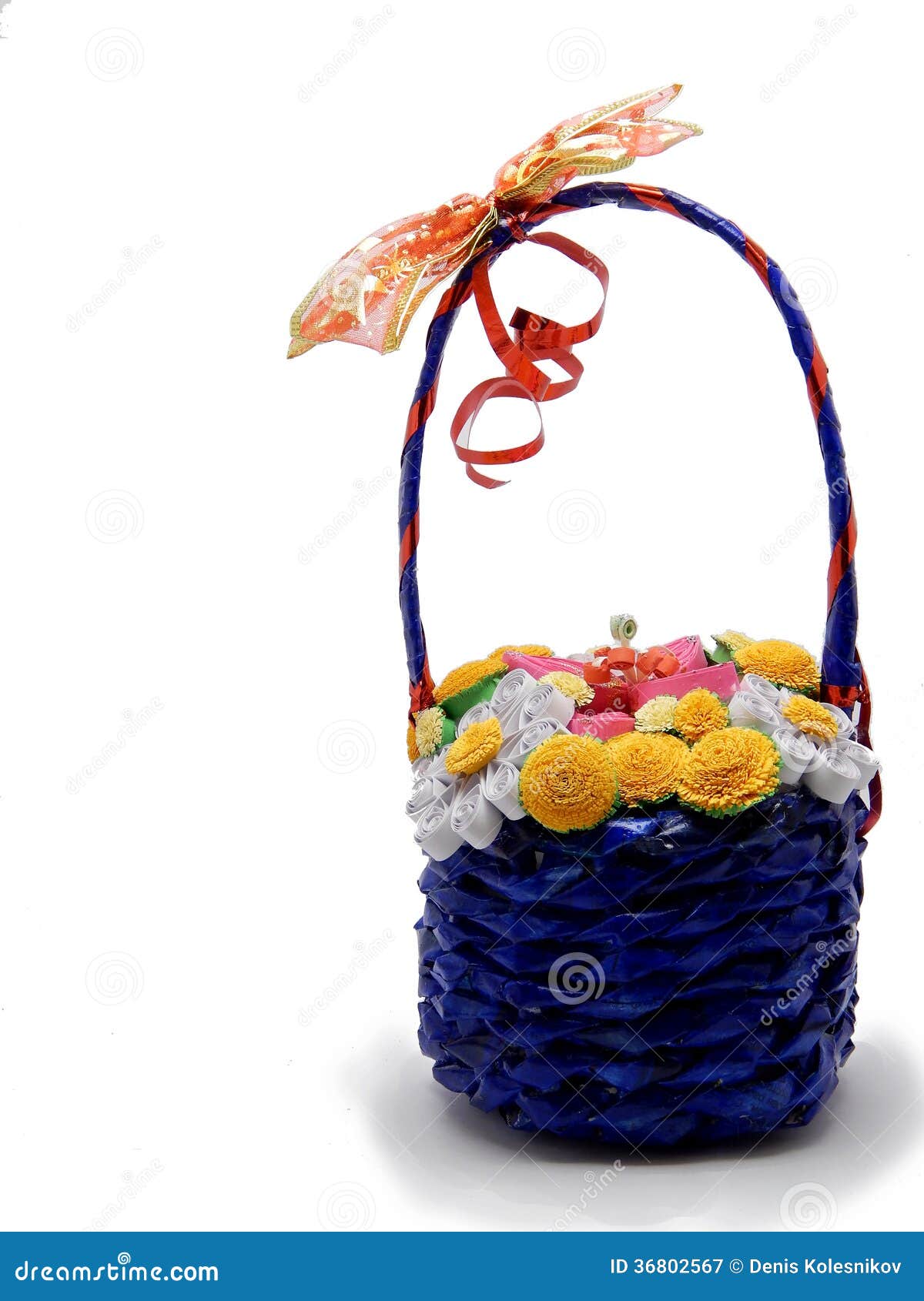 Hand Made Busket with Flowers Stock Image - Image of yellow, hand: 36802567