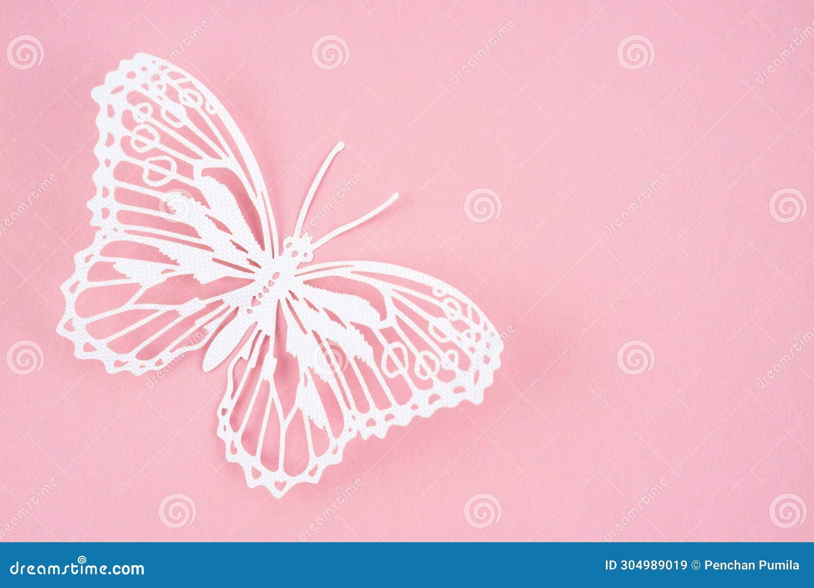 Hand Made Butterfly Paper Cut on Pink Color Background Stock Image ...