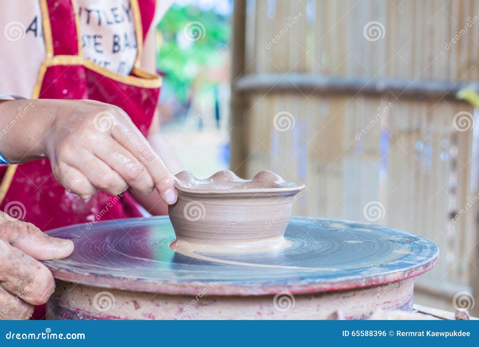 Hand made of clay pot stock photo. Image of female, potter - 65588396