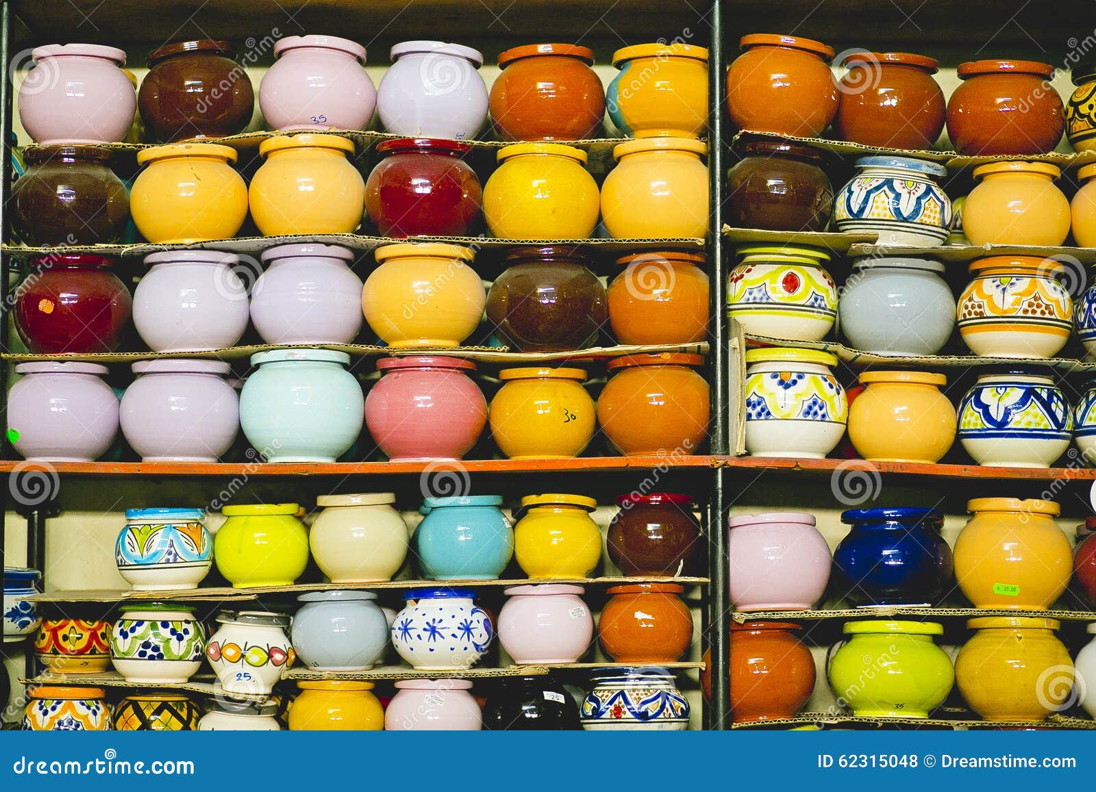 Hand-made Colored Clay Pots Stock Photo - Image of pattern, tradition ...