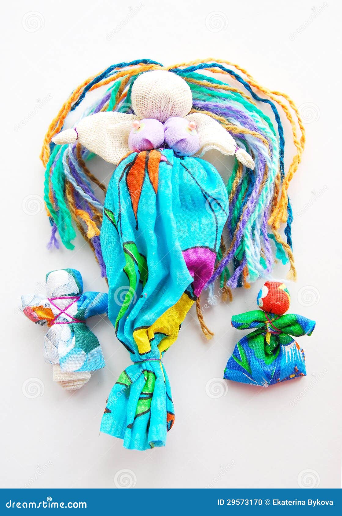 Hand-made Colorful Dolls on White Background Stock Photo - Image of ...