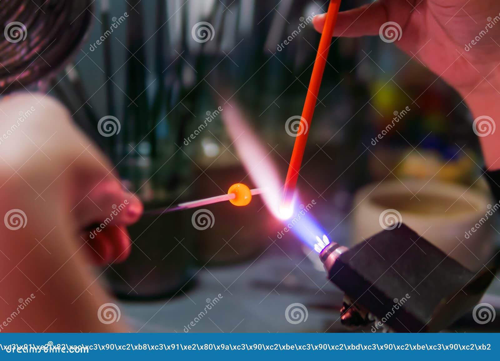 Hand-made Flameworking in a Glass-blowing Workshop Stock Image - Image ...