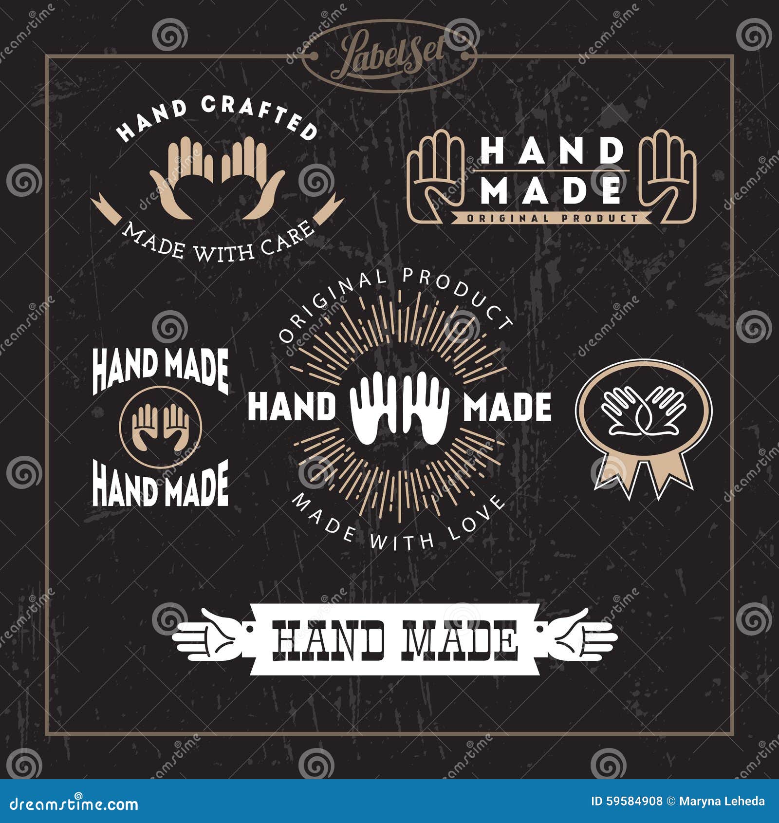 Hand made label set stock vector. Illustration of heart - 59584908