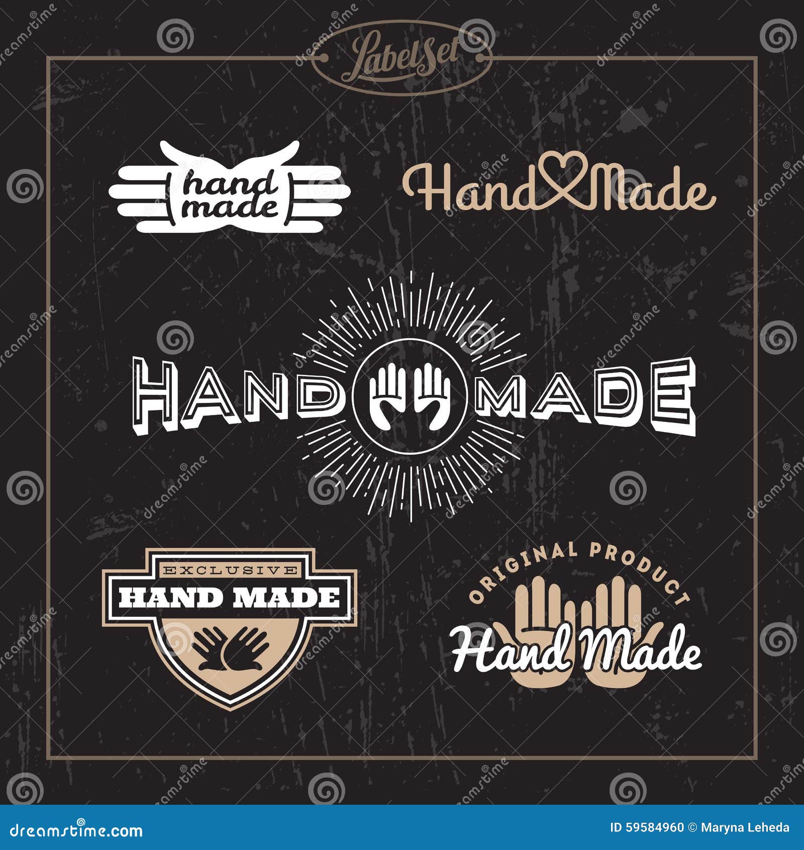 Hand made label set stock vector. Illustration of guaranty - 59584960