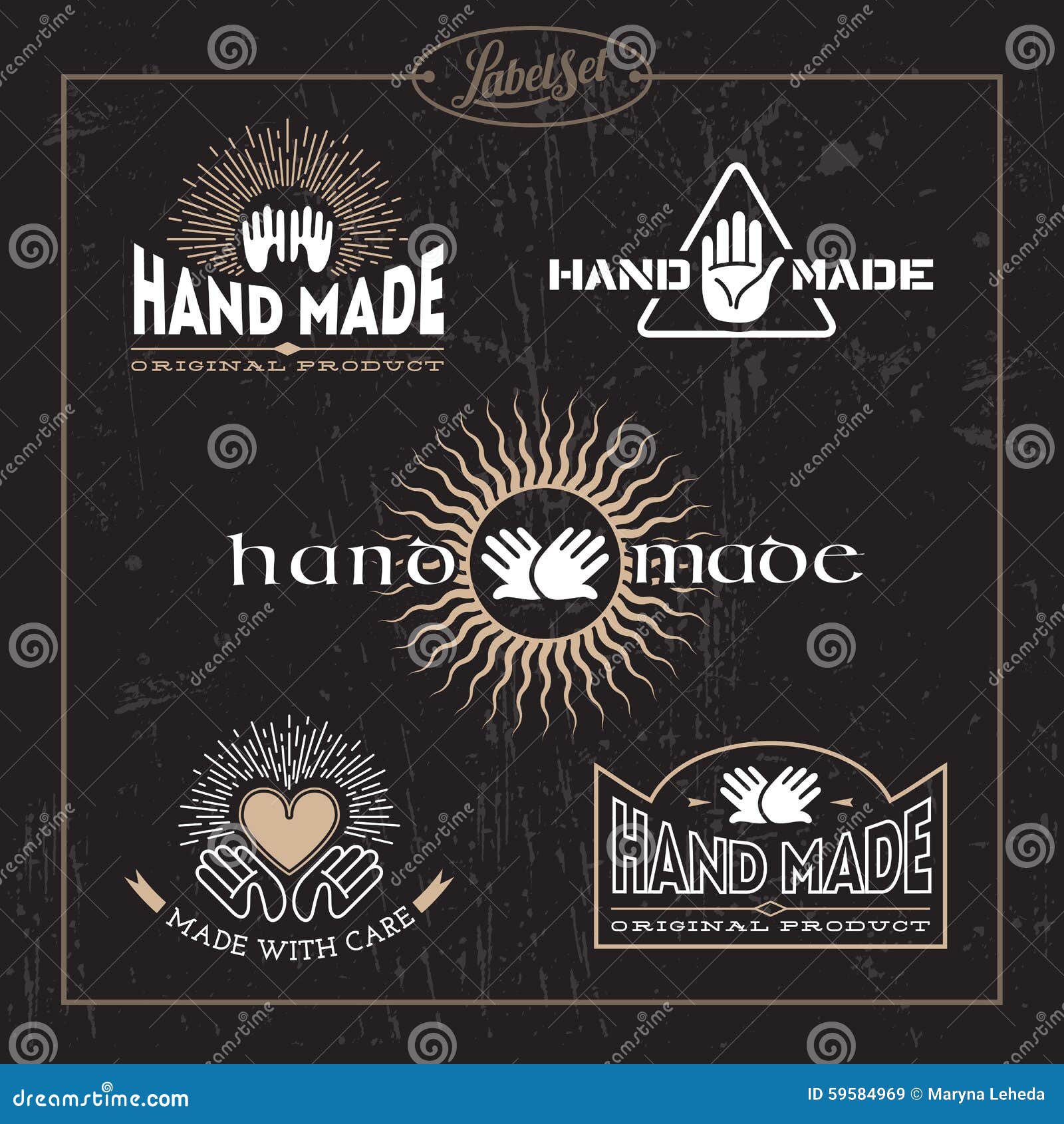 Hand made label set stock vector. Illustration of line - 59584969
