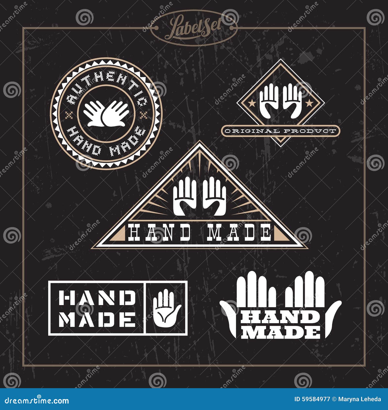 Hand made label set stock vector. Illustration of artisan - 59584977