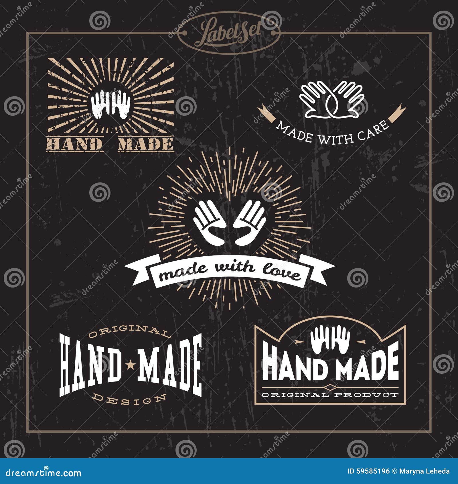 Hand made label set stock vector. Illustration of label - 59585196