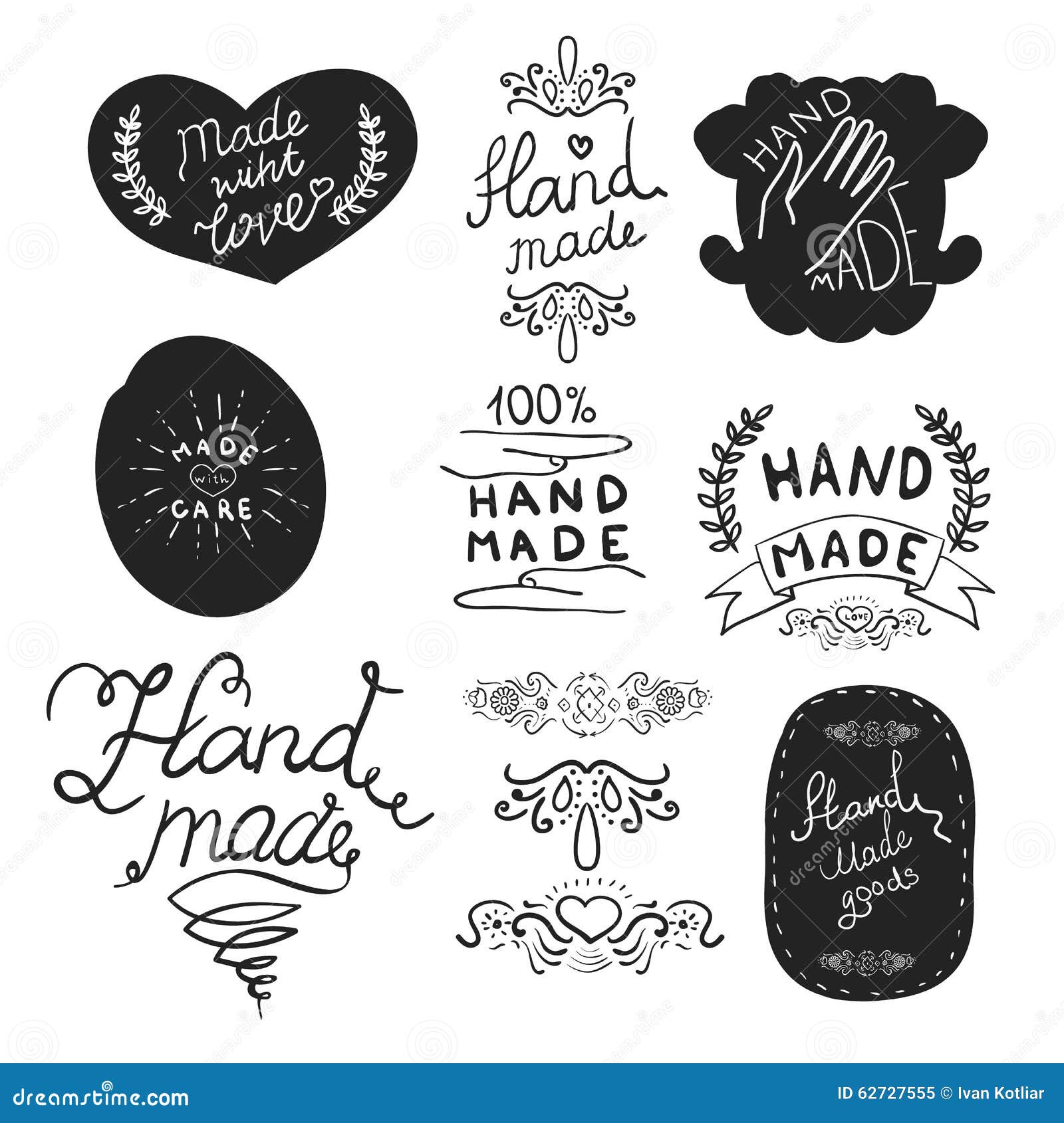 Hand made labels template. stock vector. Illustration of line - 62727555