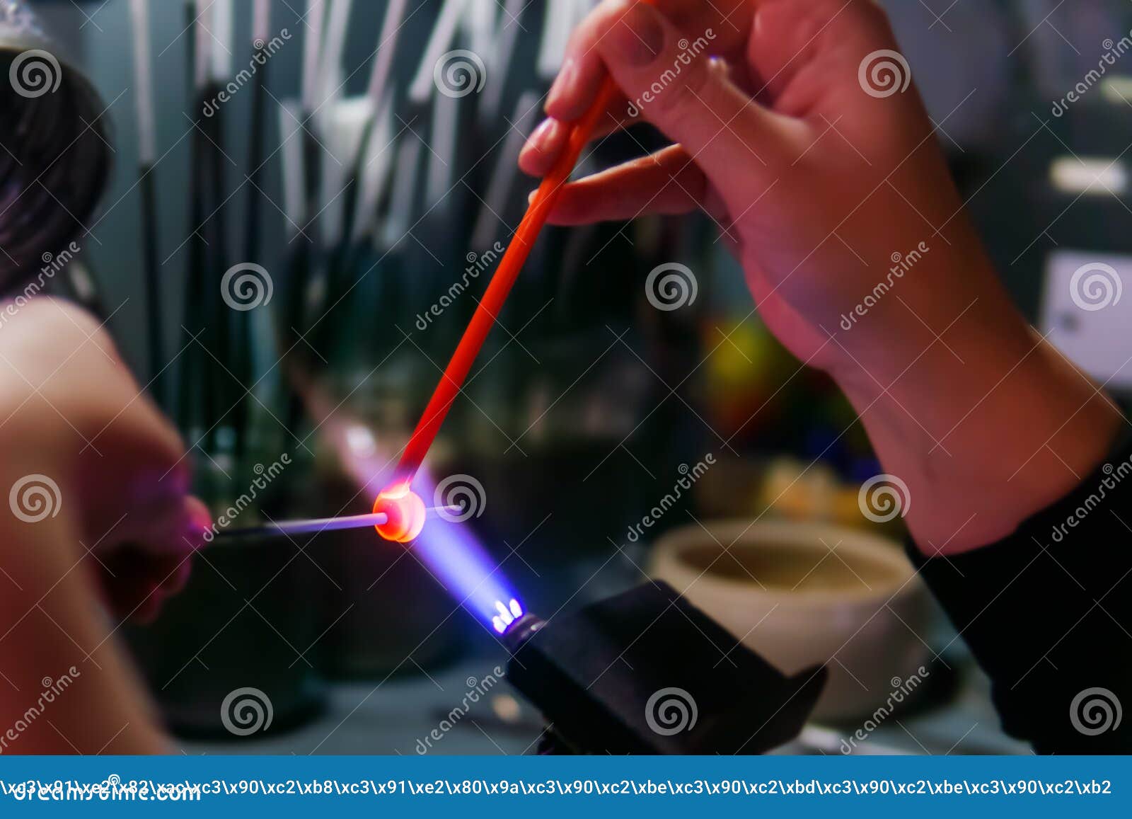 Hand-made Lampworking in a Glass-blowing Workshop Stock Photo - Image ...
