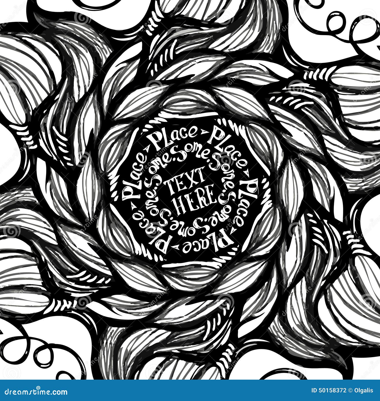 Hand Made Lettering Template on Abstract Doodle Background Stock Vector ...