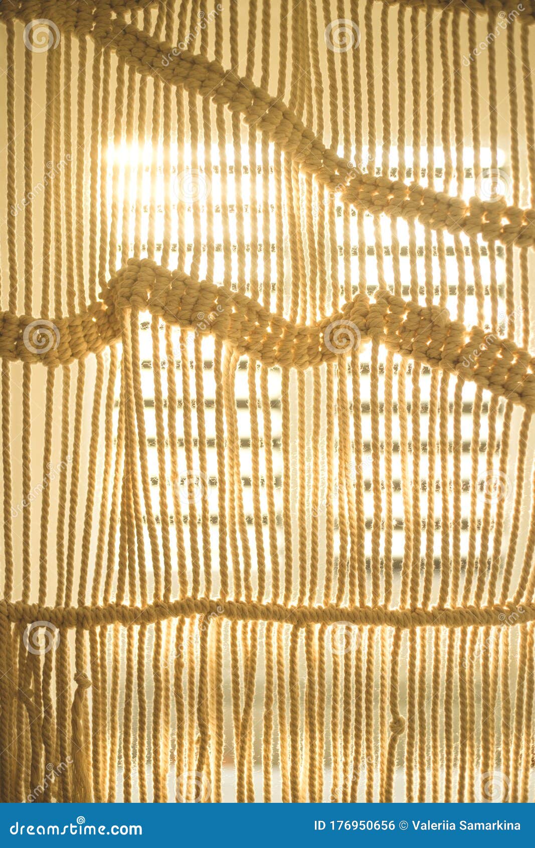 Hand Made Macrame Partition in Light Room. Stock Photo - Image of ...