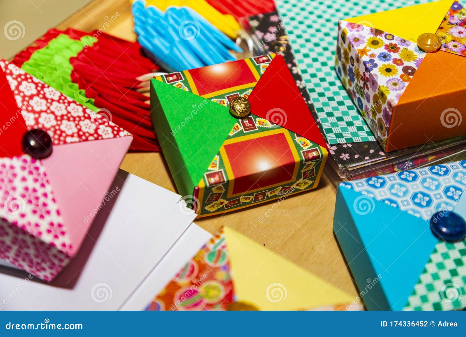 Hand Made Origami Paper Boxes Stock Photo - Image of decoration ...