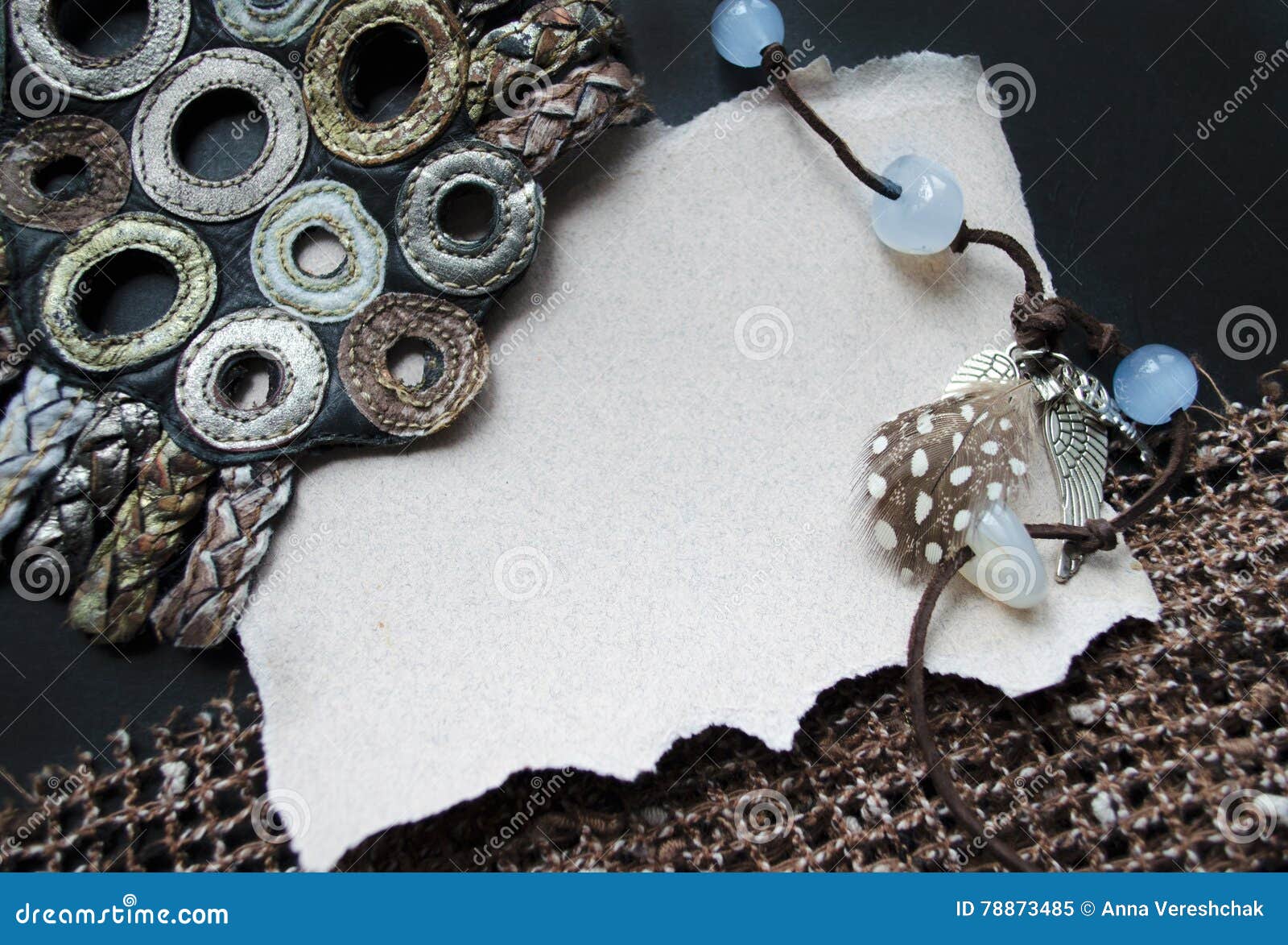 Hand Made Postcard with Textile Elements. Beads, Buttons, Knitting ...