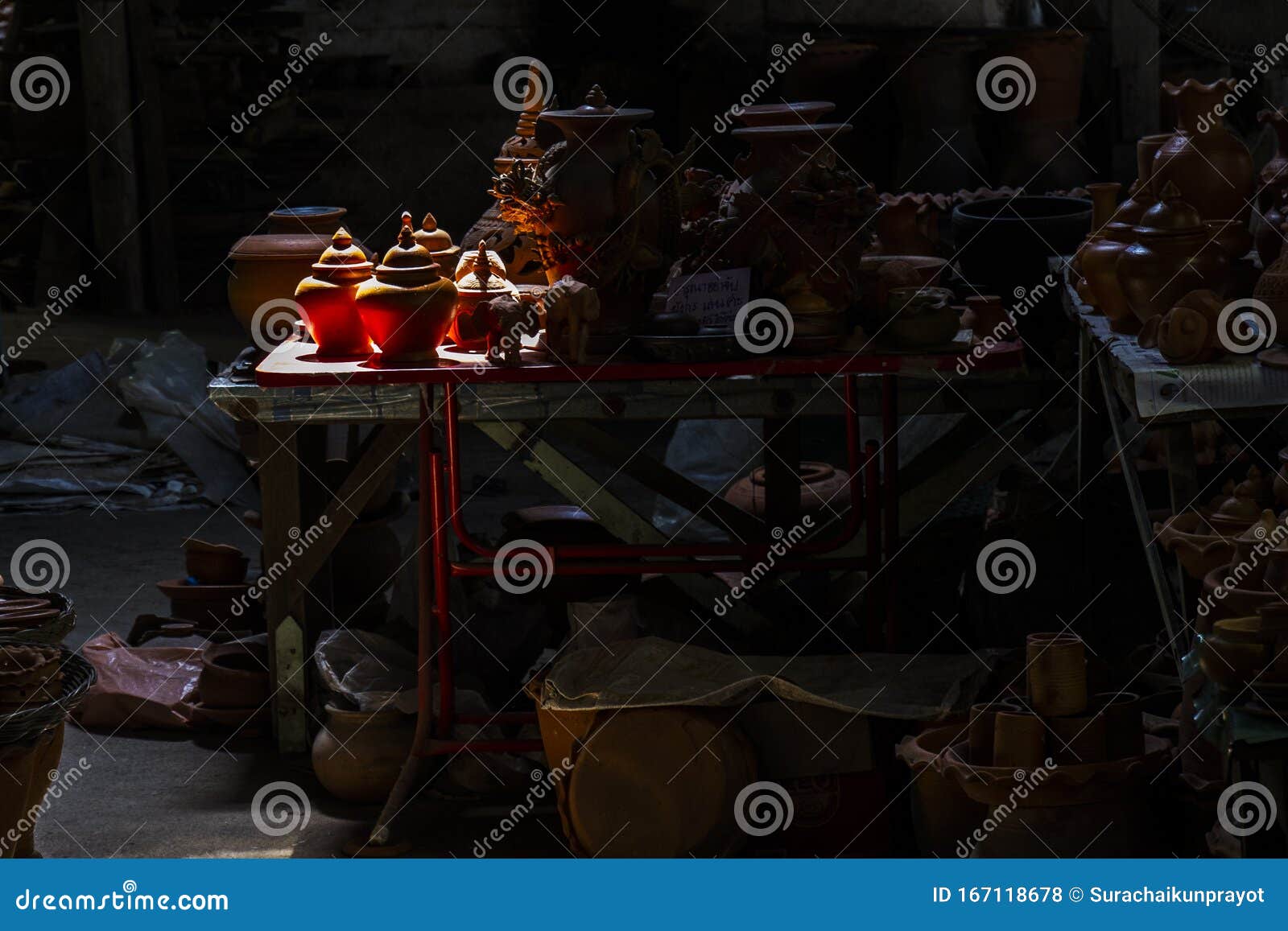 Hand made pottery in light stock photo. Image of clay - 167118678