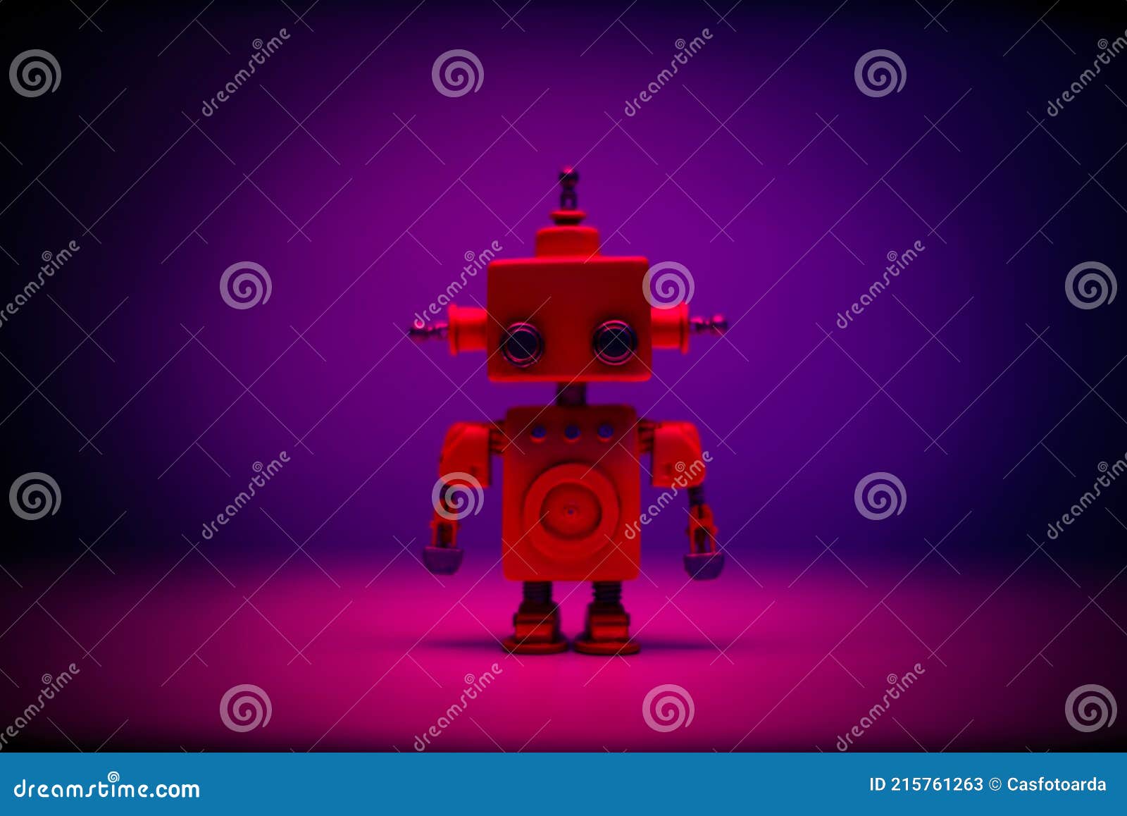 Hand Made Robot Under Color Light Stock Image - Image of icon, blue ...