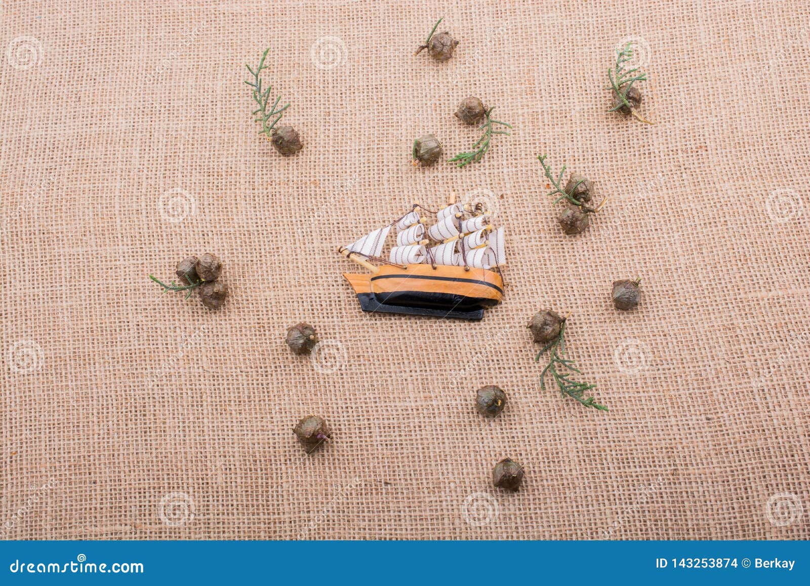 Hand Made Sail Boat on Canvas Stock Photo - Image of sailing, nautical ...