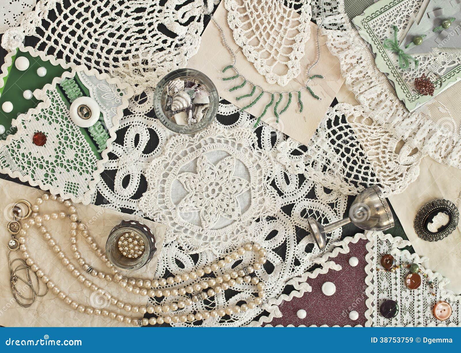 Hand Made Scrapbooking Post Card and Napkin Stock Image - Image of ...