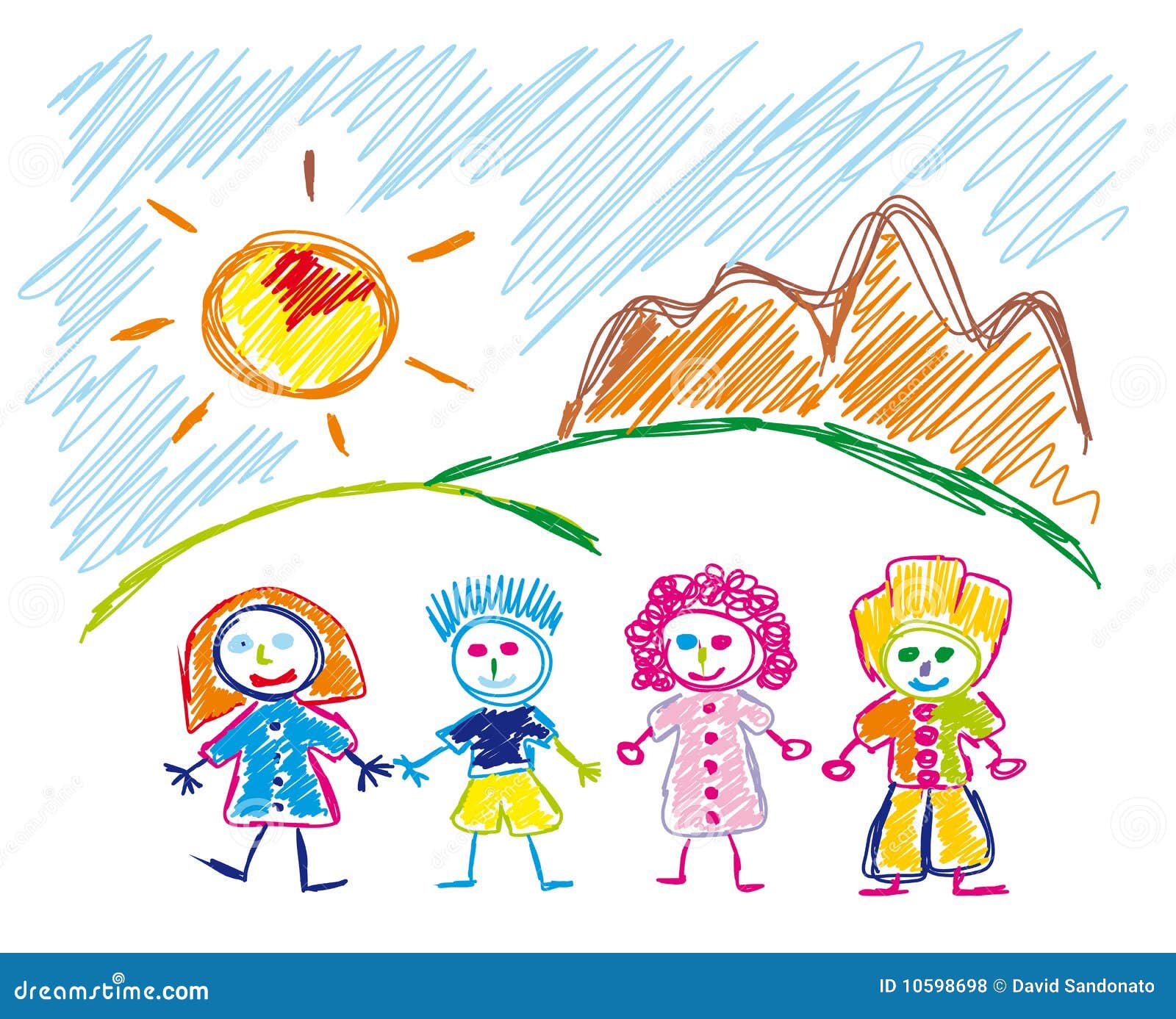 Hand Made Sketch of Happy Children Stock Vector - Illustration of paint ...