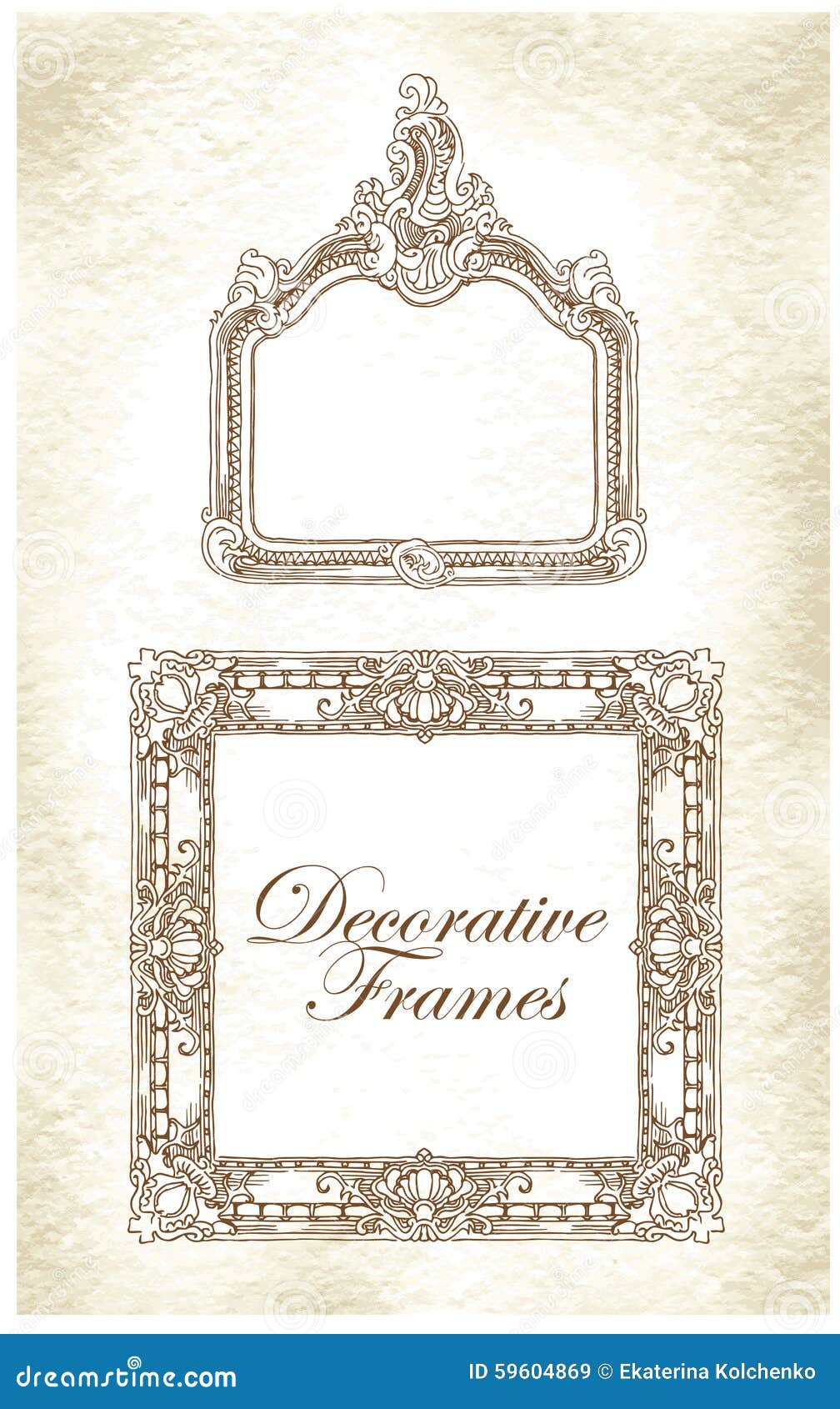 Hand Made Sketch of Ornate Frames. Stock Illustration - Illustration of ...