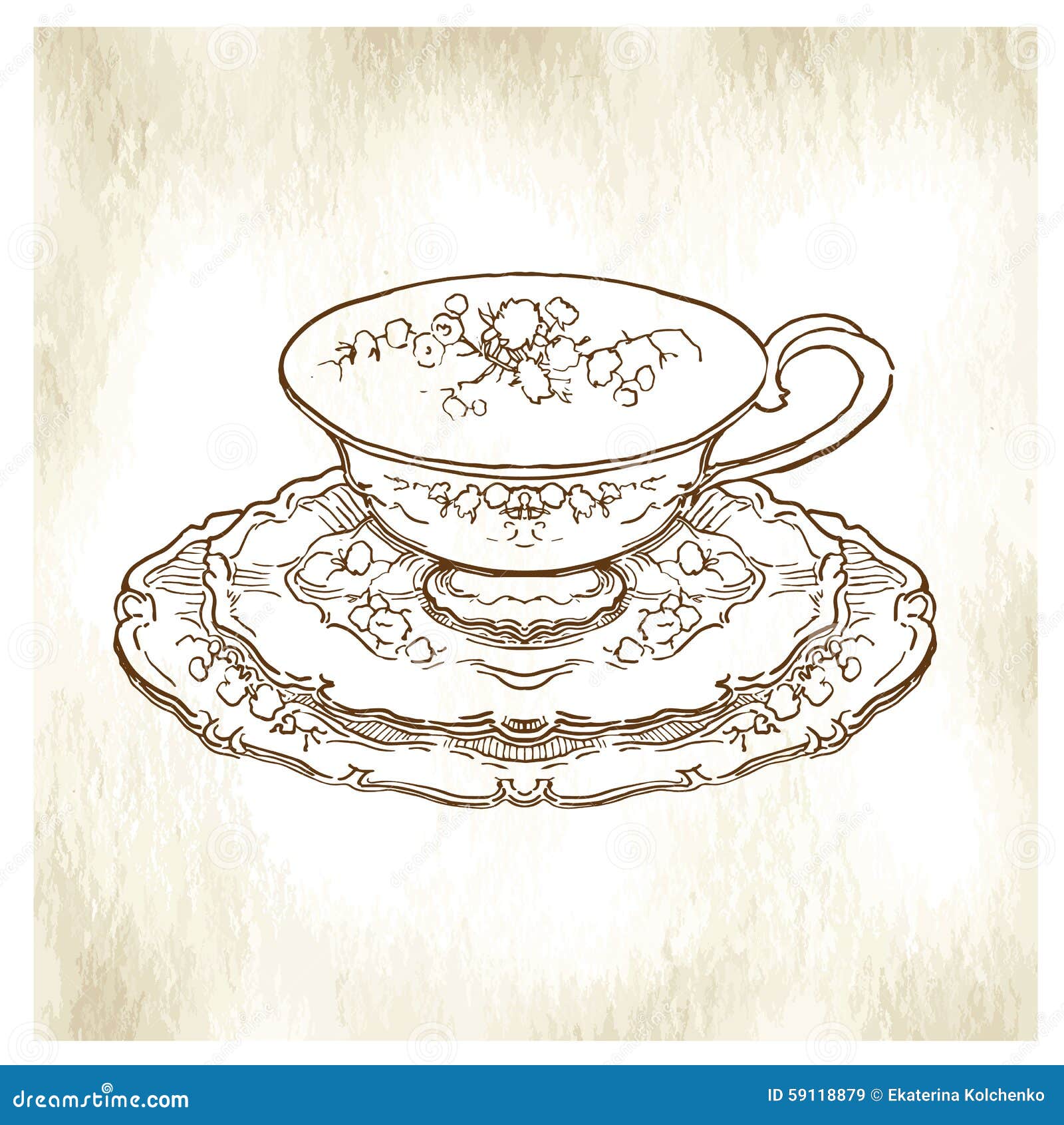 Hand Made Sketch of Tea Sets. Vector Illustration. Stock Illustration ... Hand Made Sketch of Tea Sets. Vector Illustration. Stock Illustration ...