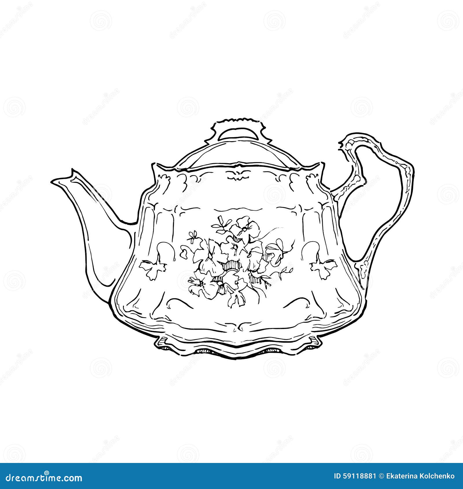 Hand Made Sketch of Tea Sets. Vector Illustration. Stock Illustration ...