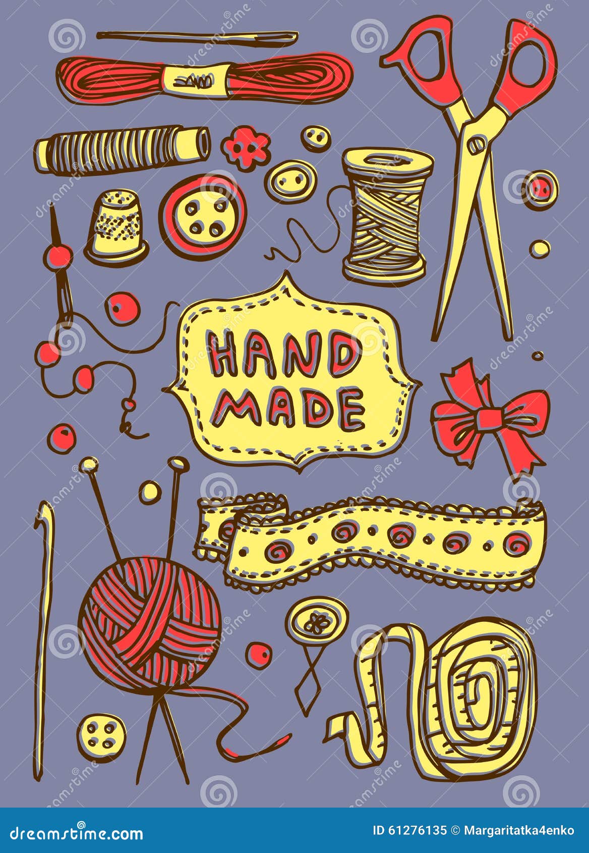 Hand made stuff stock vector. Illustration of embroidery - 61276135