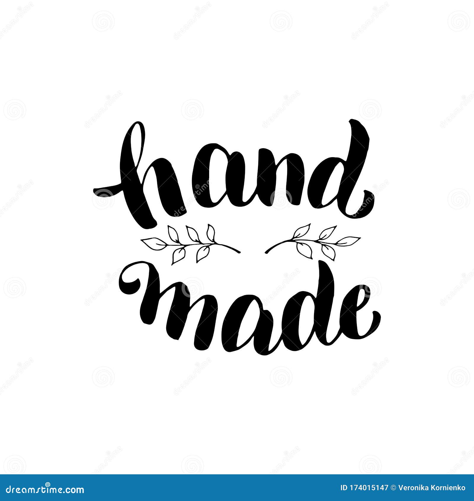 Hand Made Text Tag. Hand Made Product Font Design. Sticker, Label ...