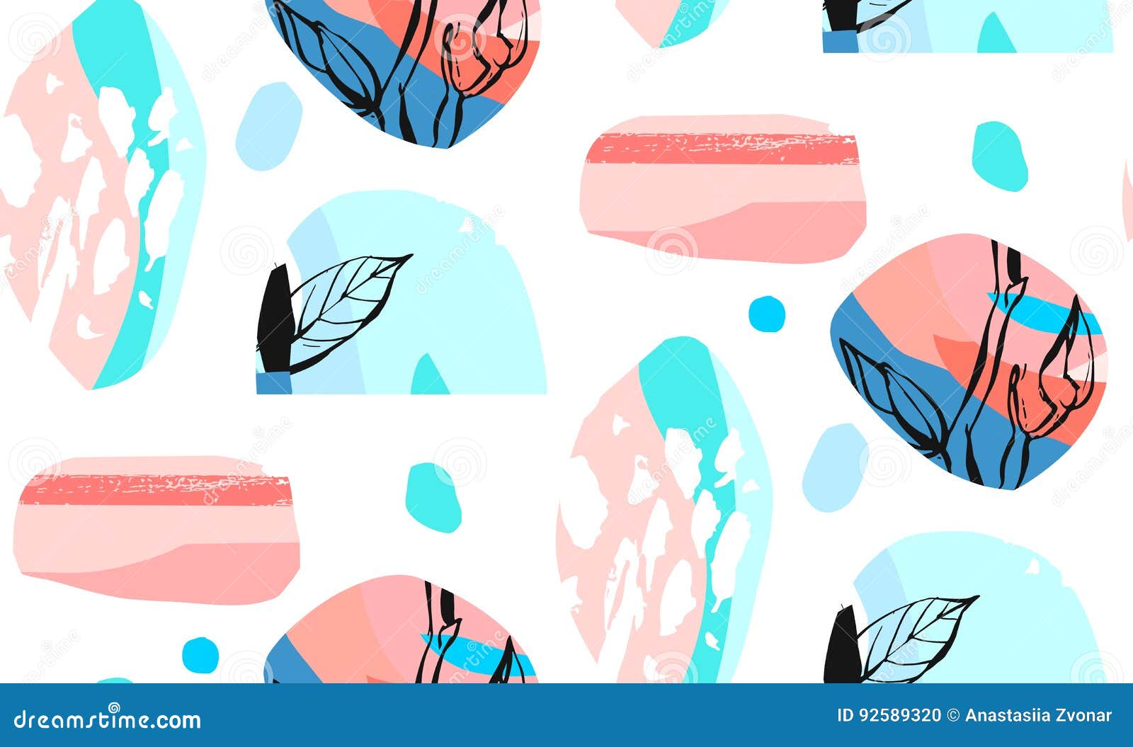 Hand Made Vector Abstract Textured Trendy Creative Collage Seamless ...