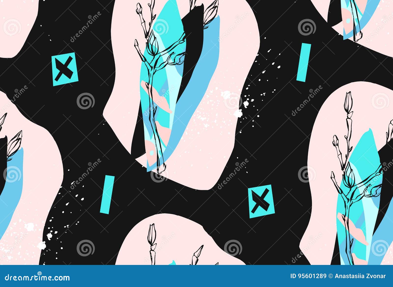 Hand Made Vector Abstract Textured Trendy Creative Collage Seamless ...