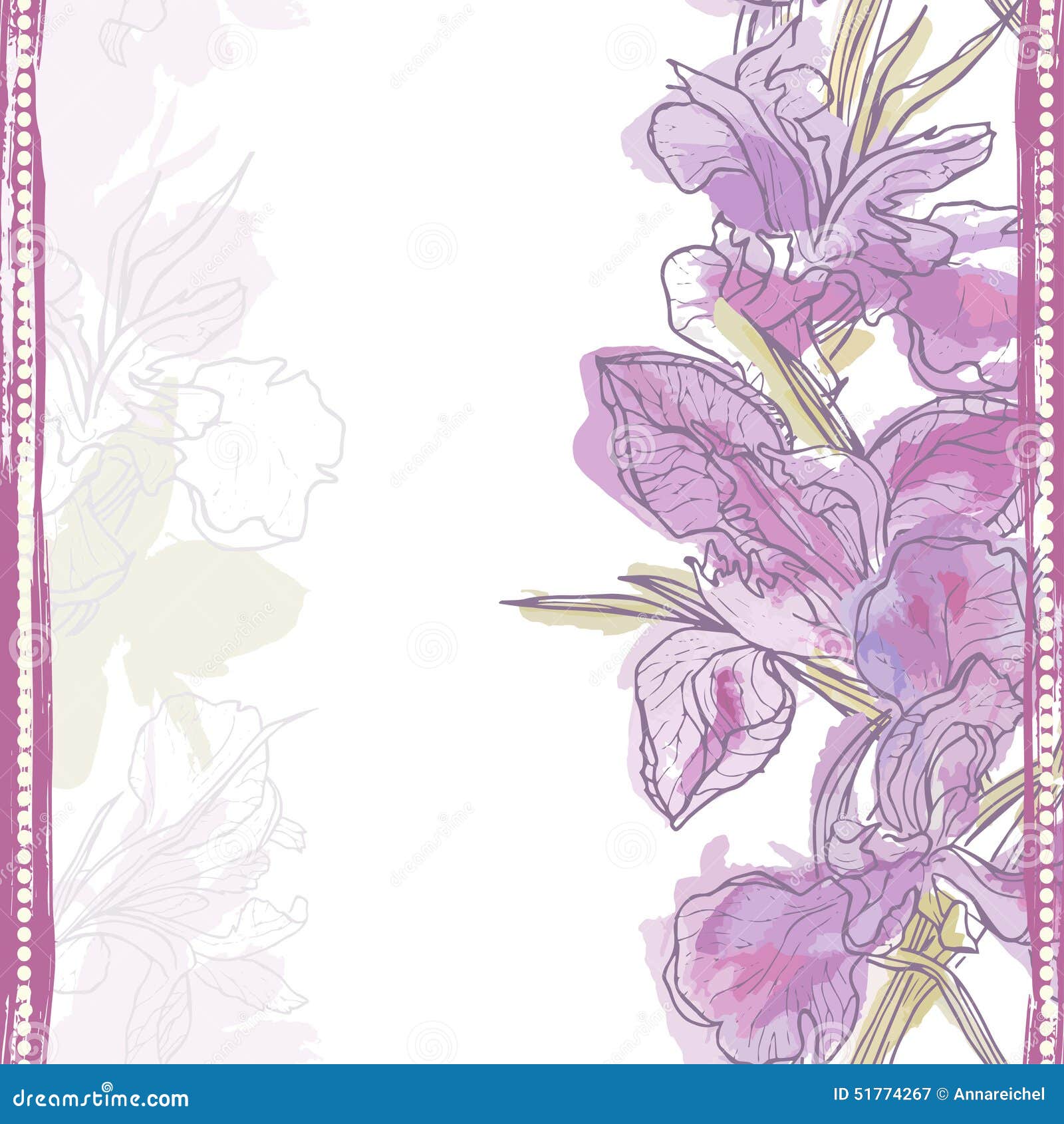 Hand Made Watercolor Iris Flowers Seamless Banner Stock Vector ...