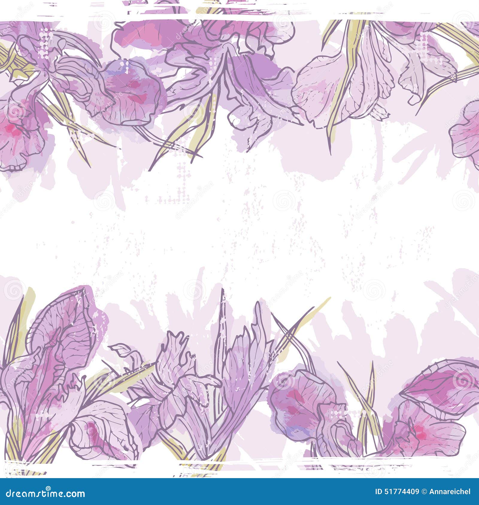 Hand Made Watercolor Iris Flowers Seamless Banner Stock Vector ...
