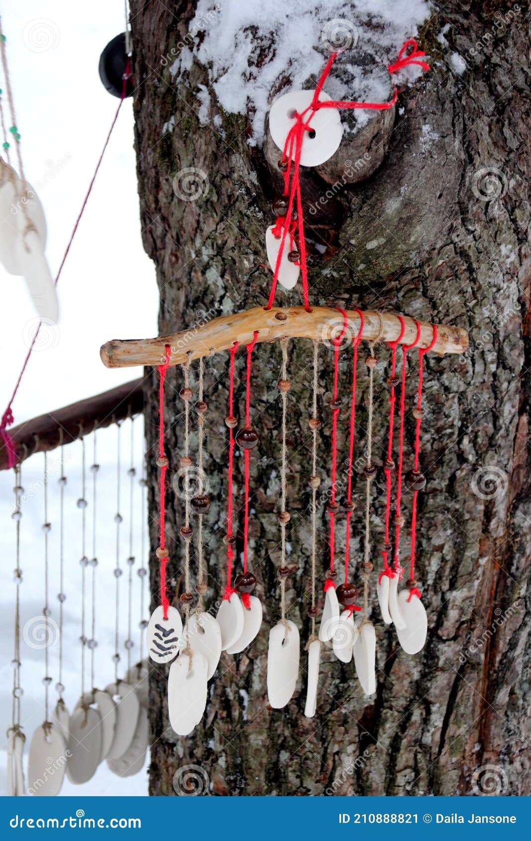 Hand Made Wind Chimes Hanging on a String with Depth of Field Effect ...