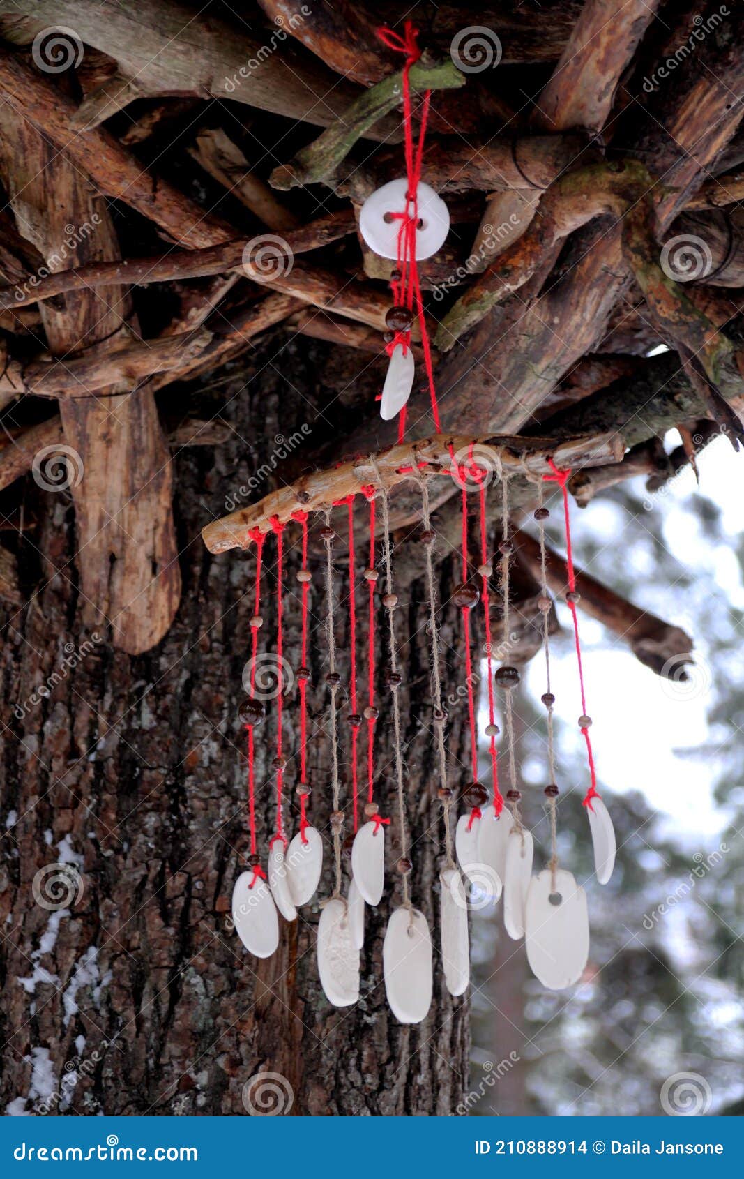 Hand Made Wind Chimes Hanging on a String with Depth of Field Effect ...