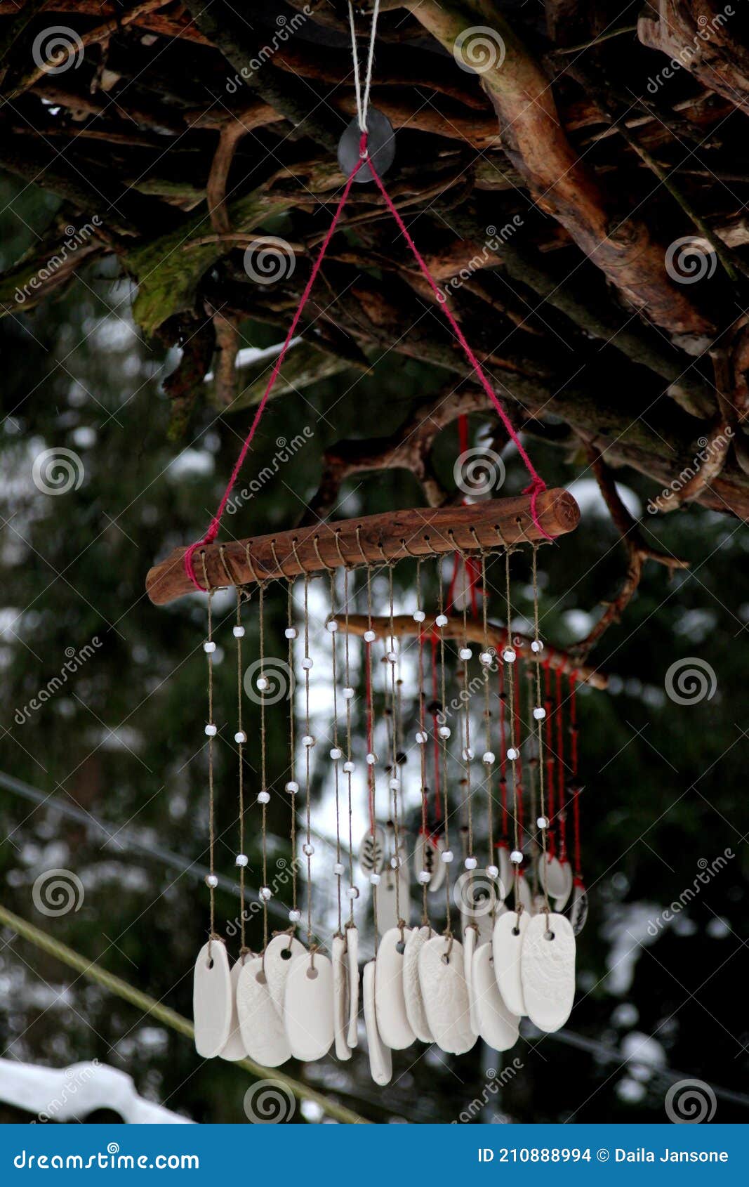 Hand Made Wind Chimes Hanging on a String with Depth of Field Effect ...