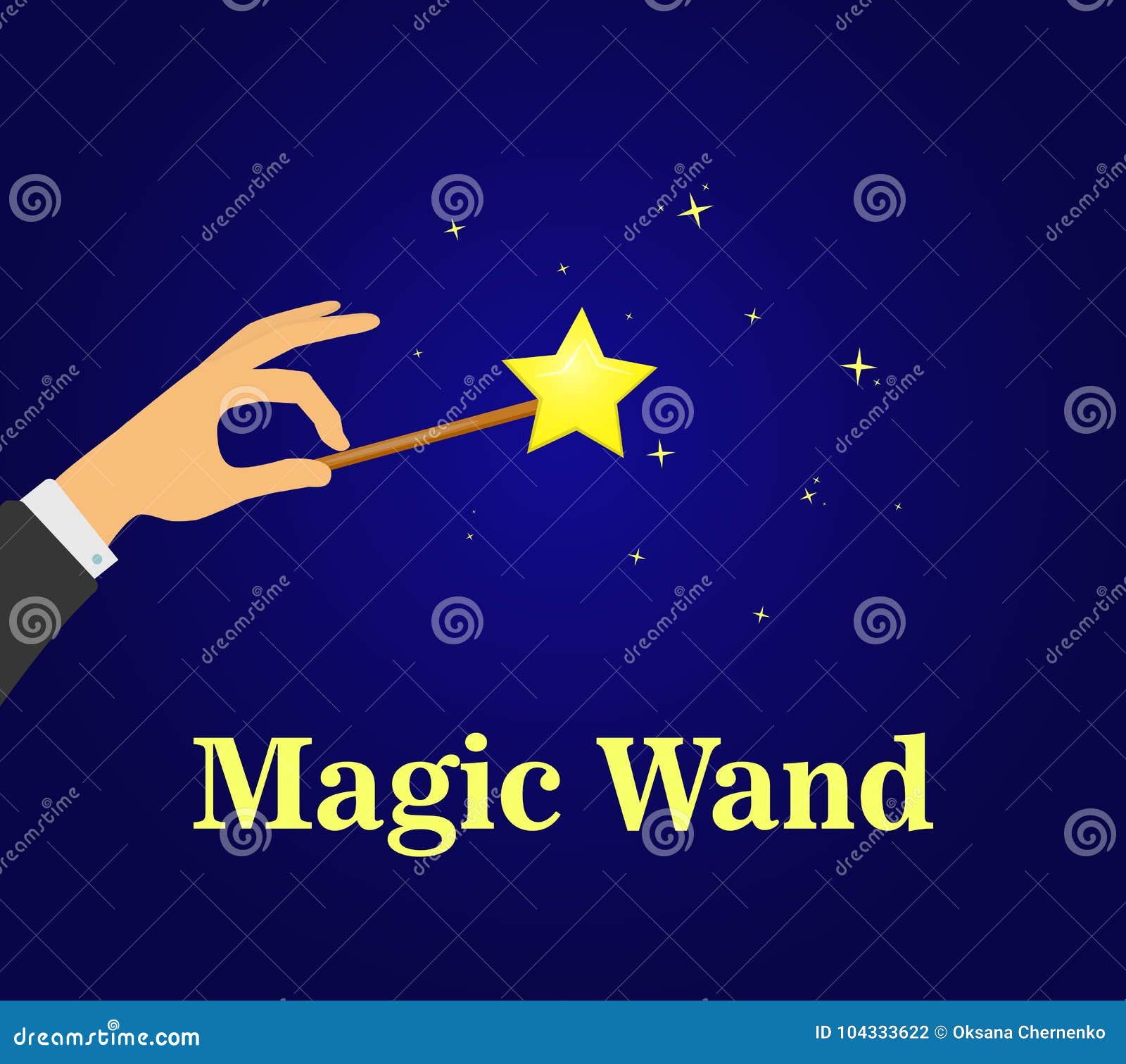 Hand with a magic wand stock vector. Illustration of imagination ...