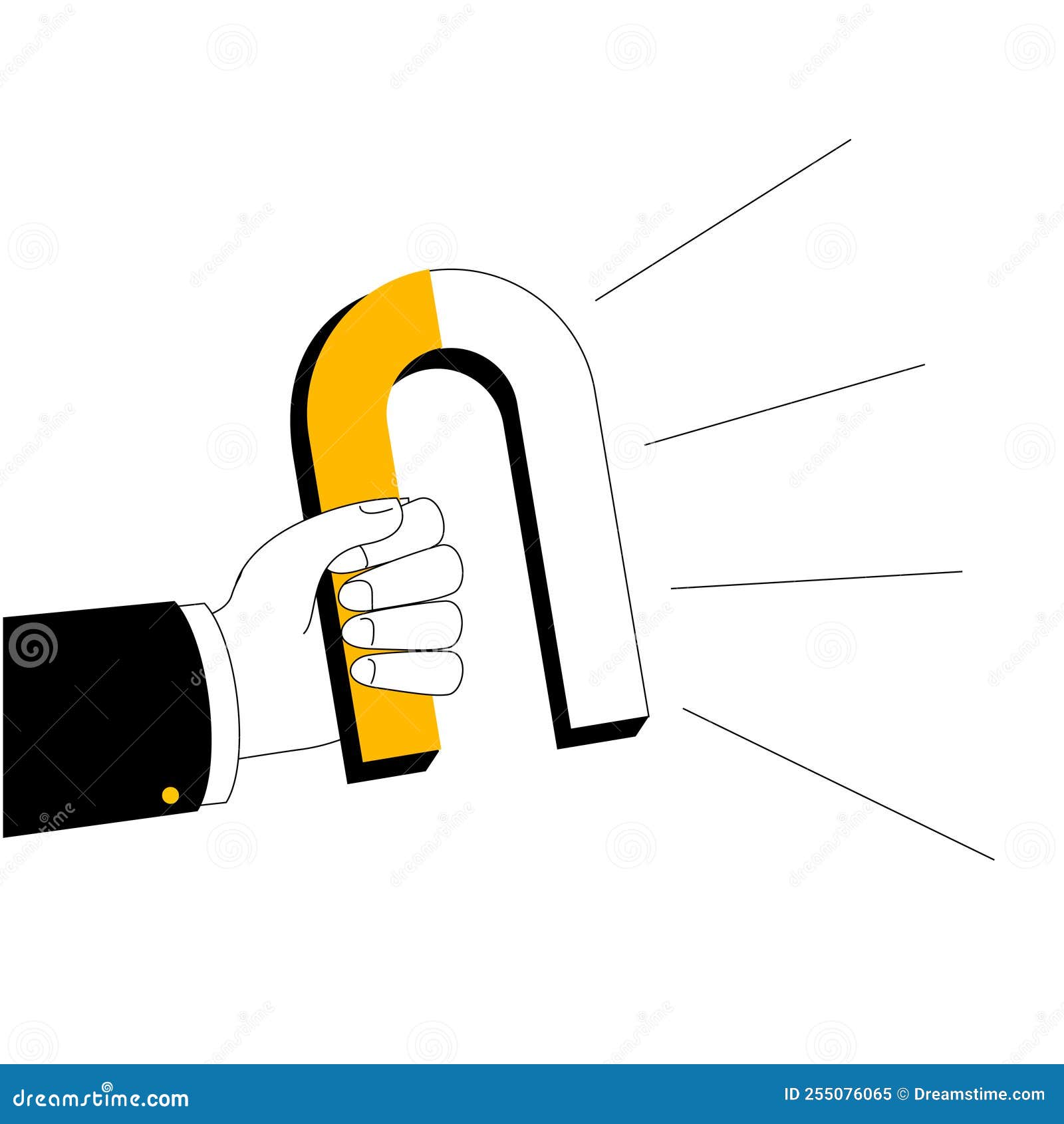 A hand with a magnet. stock vector. Illustration of fingers - 255076065