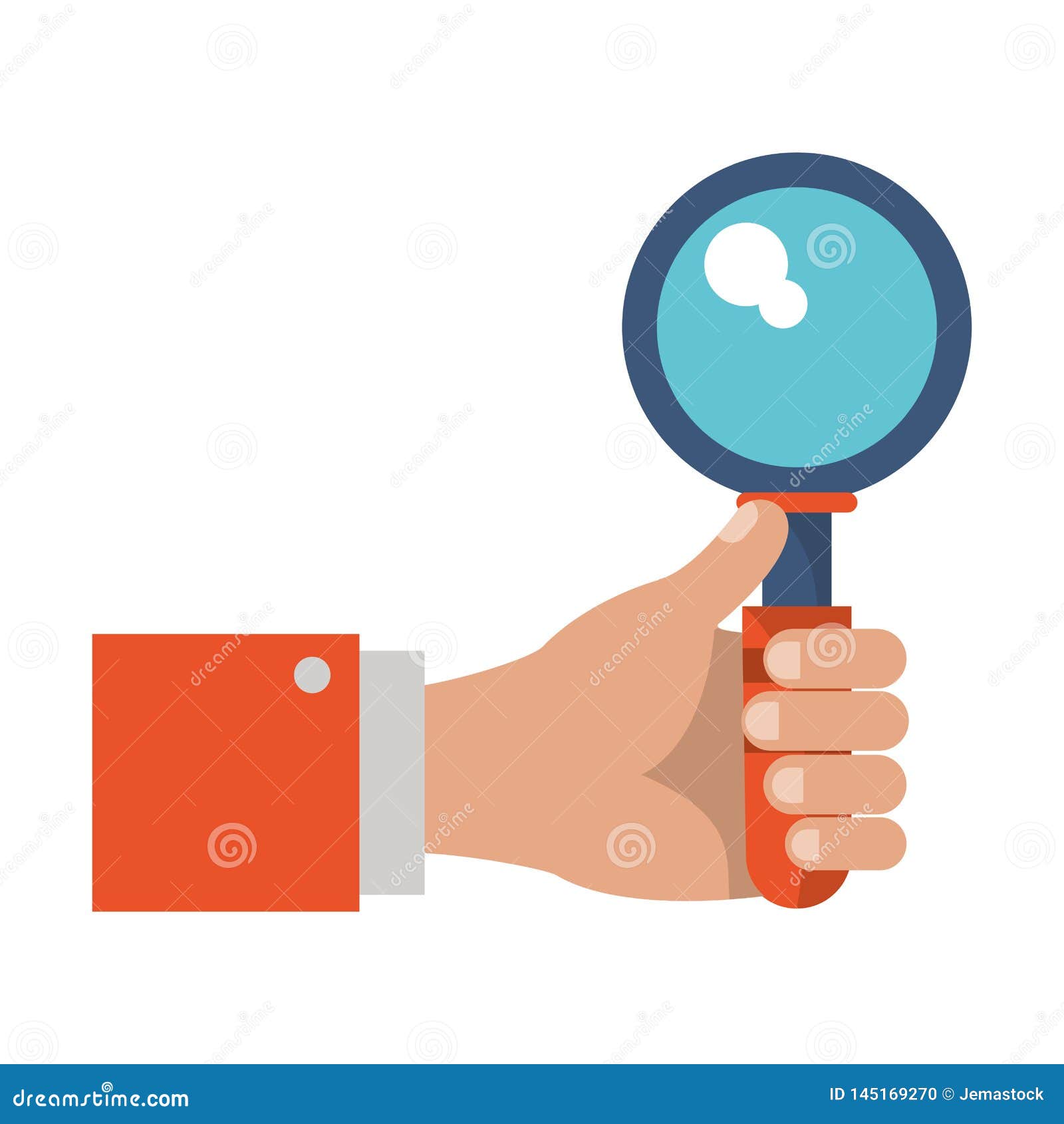 Hand with magnifying glass stock vector. Illustration of hand - 145169270