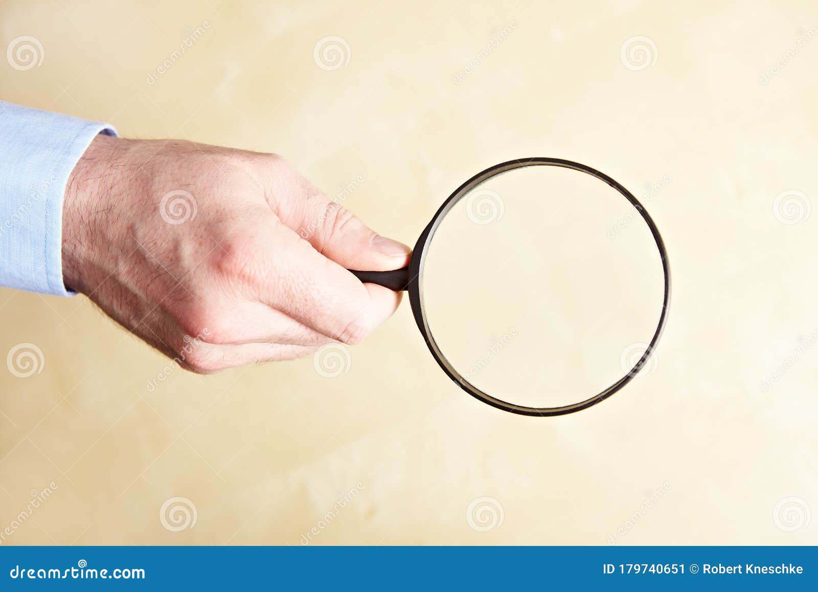 Hand with magnifying glass stock image. Image of space - 179740651
